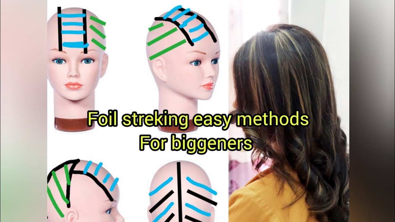 hair highlights, foil streking easy method, foil streking for bigginers ...