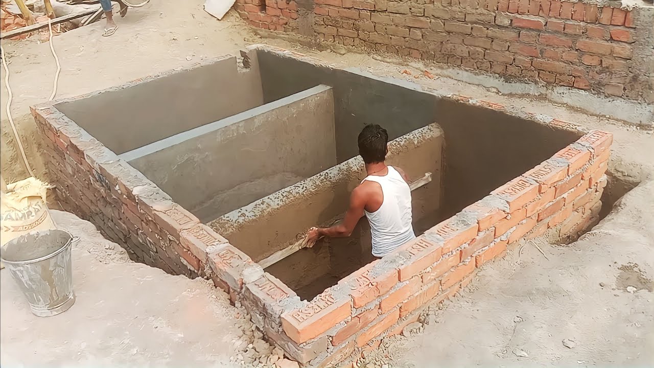 A tequnic of septic tank making and plastering house construction and ...
