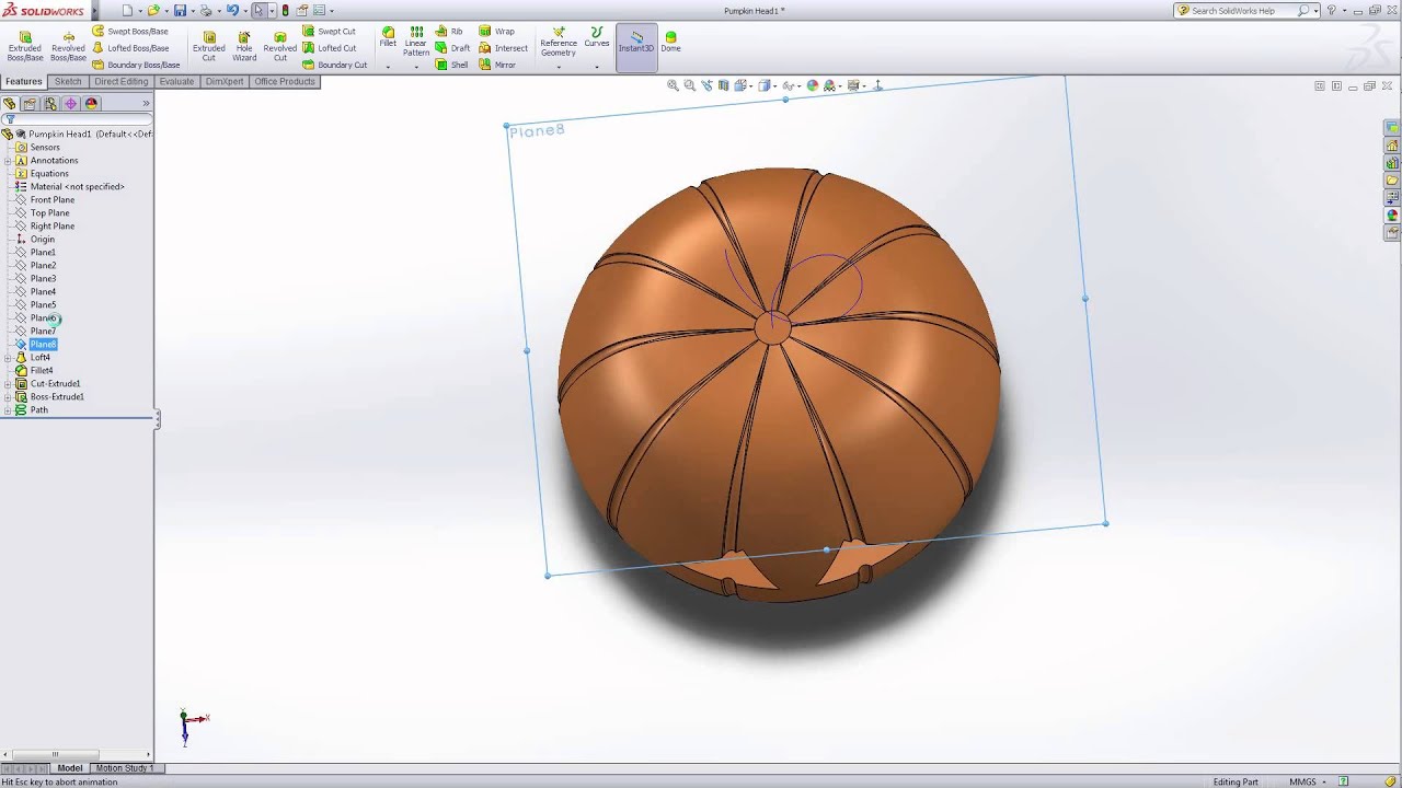 Halloween: Pumpkin Stem & Leaves/Solidworks - YouTube