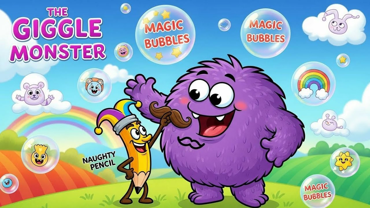 The Naughty Pencil Draws Magic Bubbles | Giggle Monster Kids Fun Story - YouTube