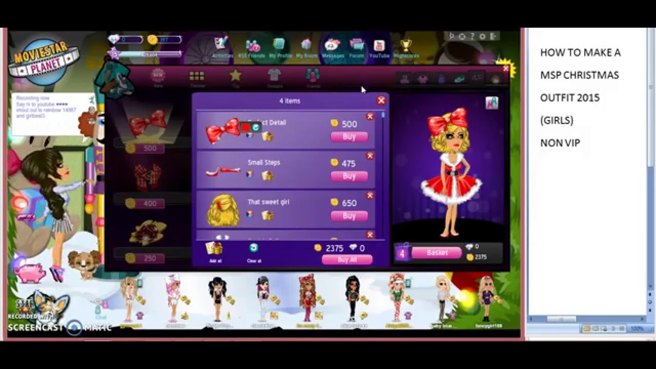 How to make a MSP Christmas outfit 2015 (girls) non vip - YouTube
