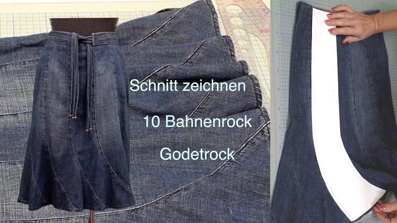 Bahnenrock Godet-Rock Schnitt für 10 Bahnen DIY - Lilo Siegel - YouTube