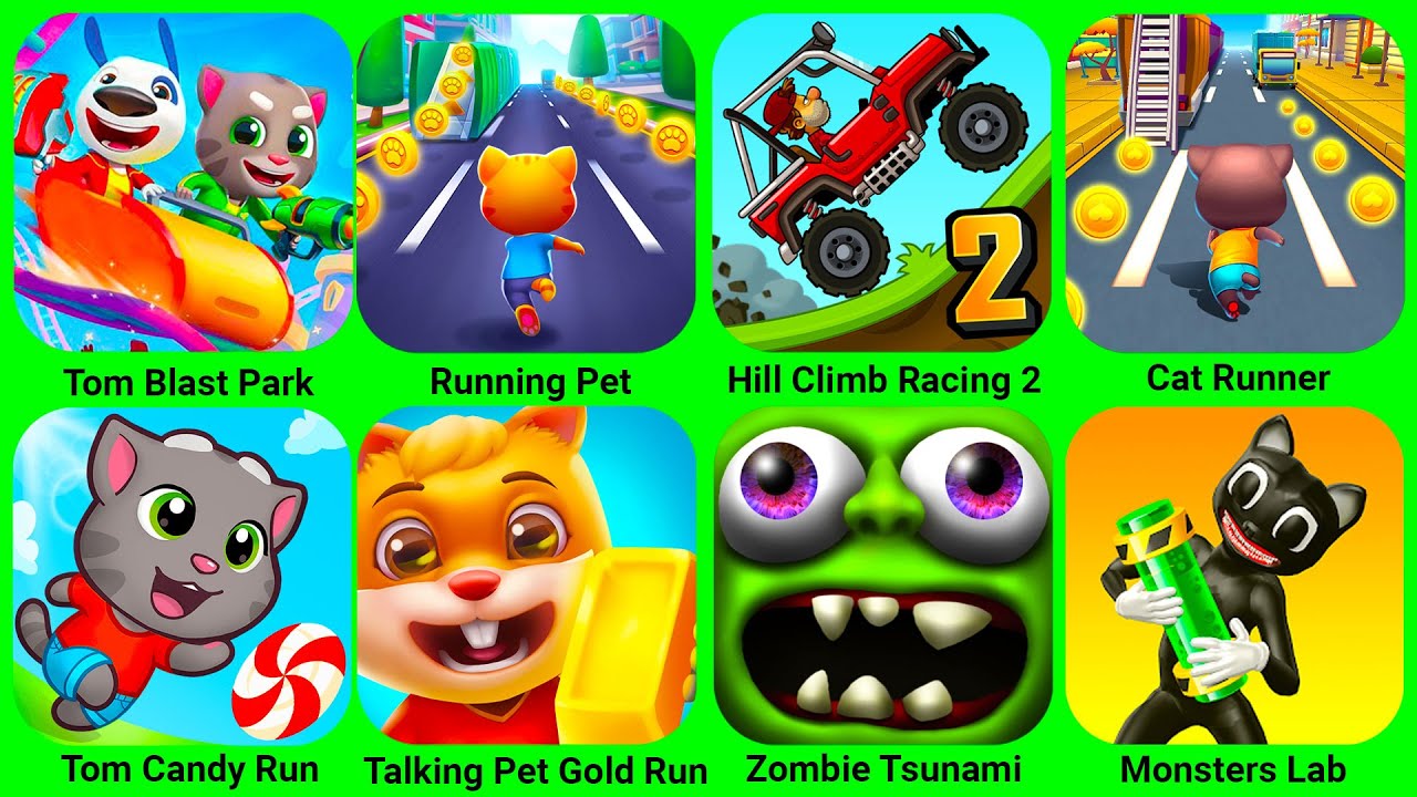 Talking Tom Blast Park, Running Pet, Hill Climb Racing, Cat Runner, Tom ...