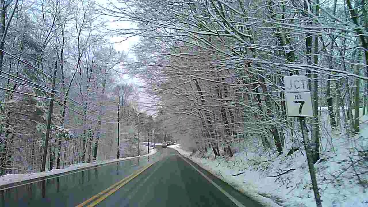 Snowy beautiful drive through North Smithfield and Smithfield, Rhode ...