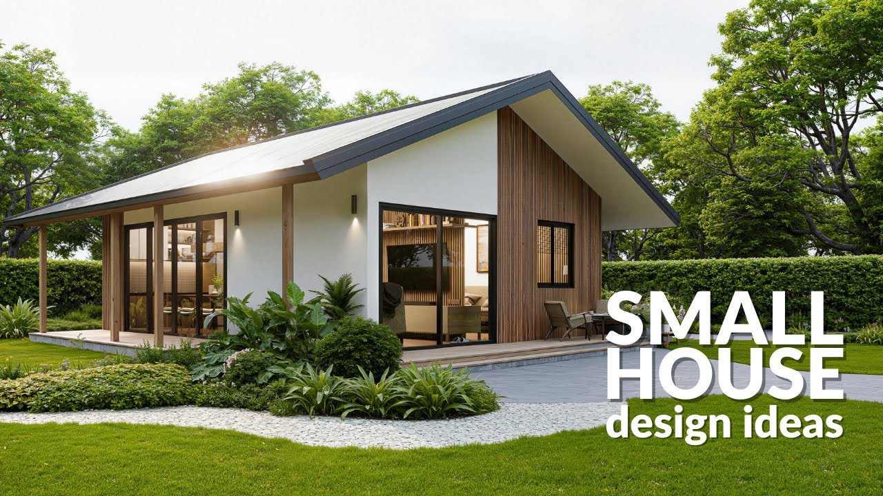 Modern Slant Roof & Wood Accents | Tropical Small House Design 🌿🏡 - YouTube