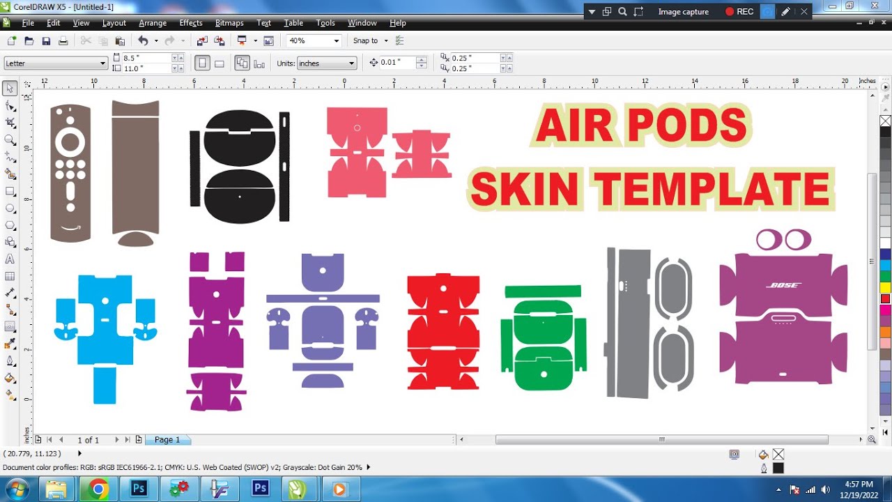air pods skin template cdr file arvind stickers shop - YouTube