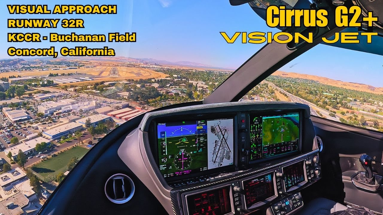 Vision Jet Visual Approach into Buchanan Field, Runway 32R - YouTube