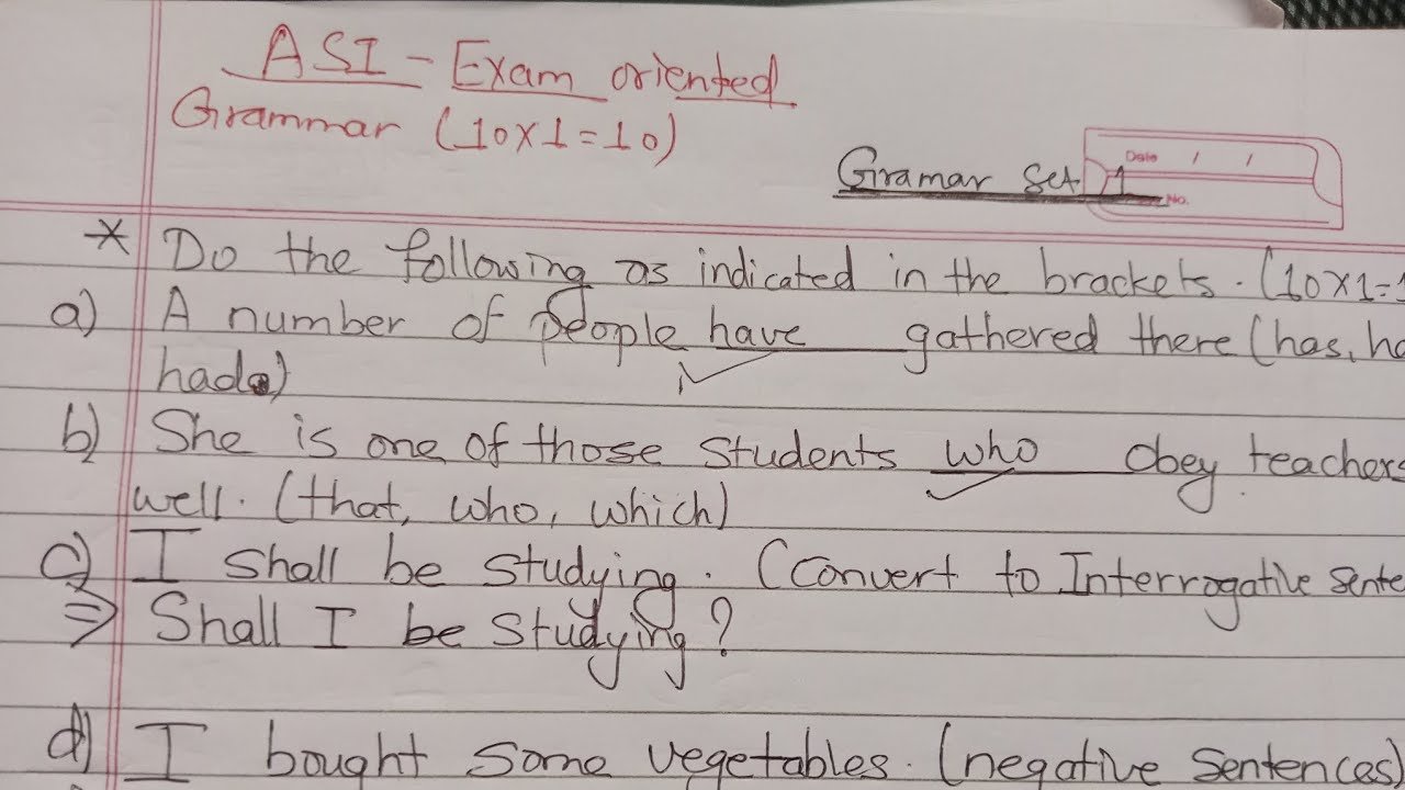 ASI-English Grammar. For 10 Marks. - YouTube
