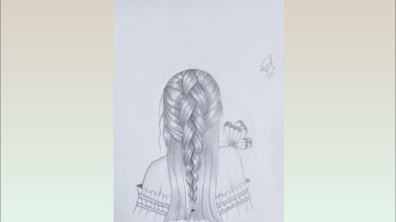 A girl with a beautiful hairstyle and a butterfly on her shoulder step ...