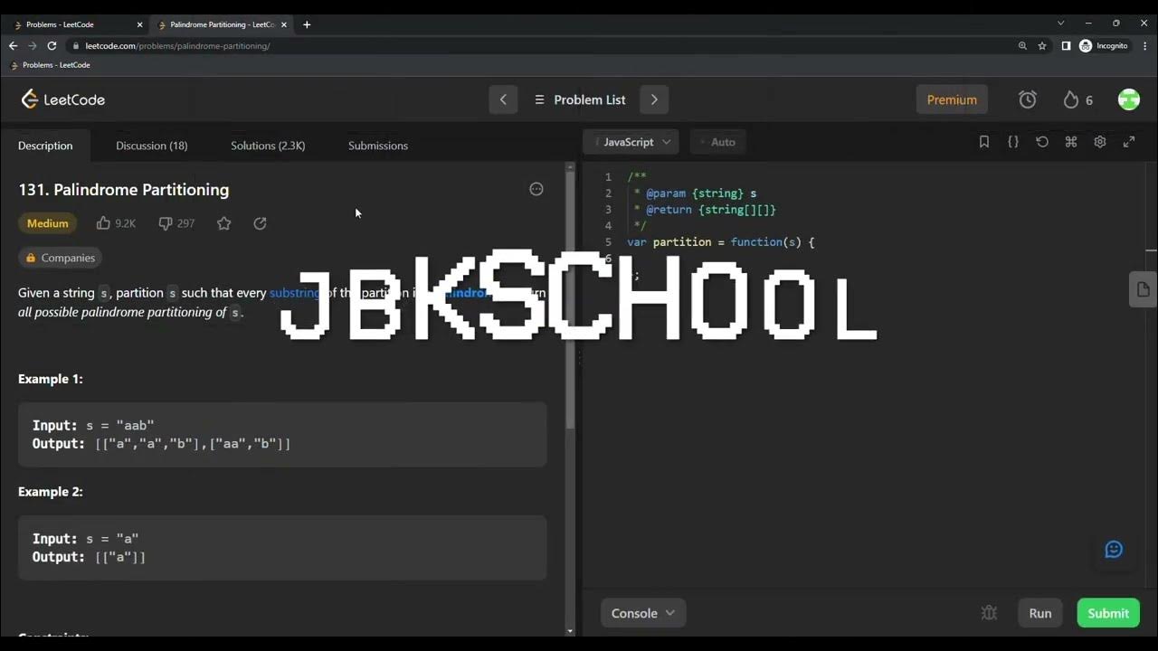 En Leetcode 131 Palindrome Partitioning Youtube
