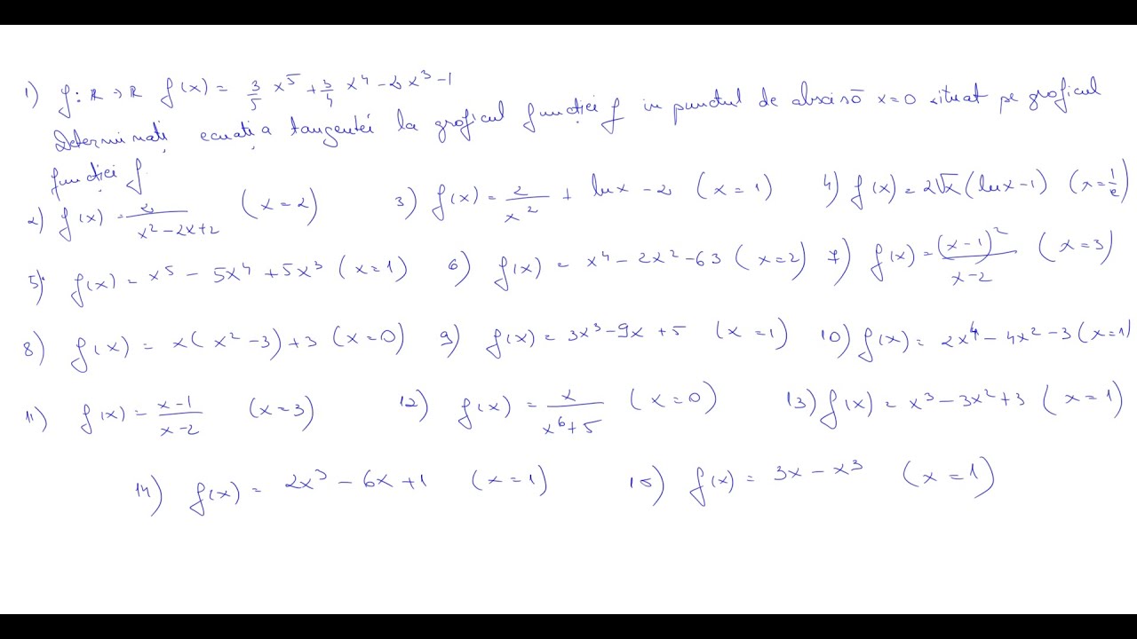 Recapitulare Bac Tehnologic - Subiectul III, Ex 1 - Ecuatia Tangentei ...