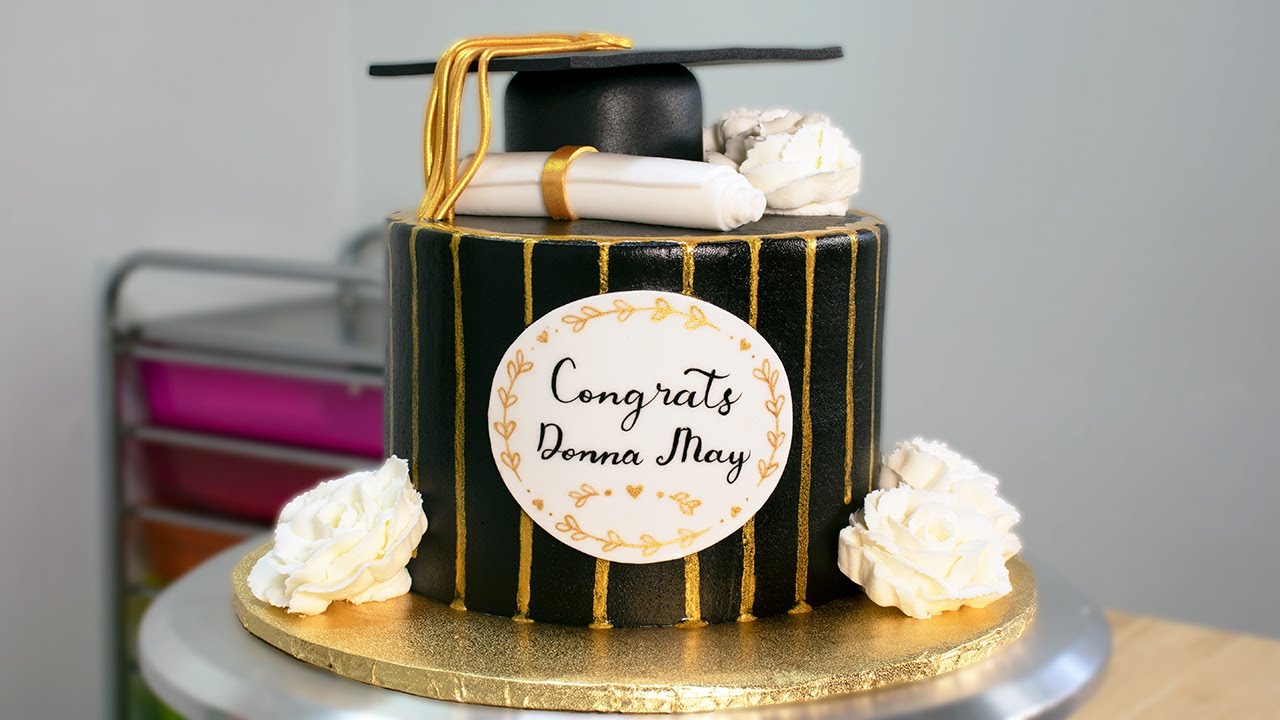 Gold Drip Graduation Cake - YouTube