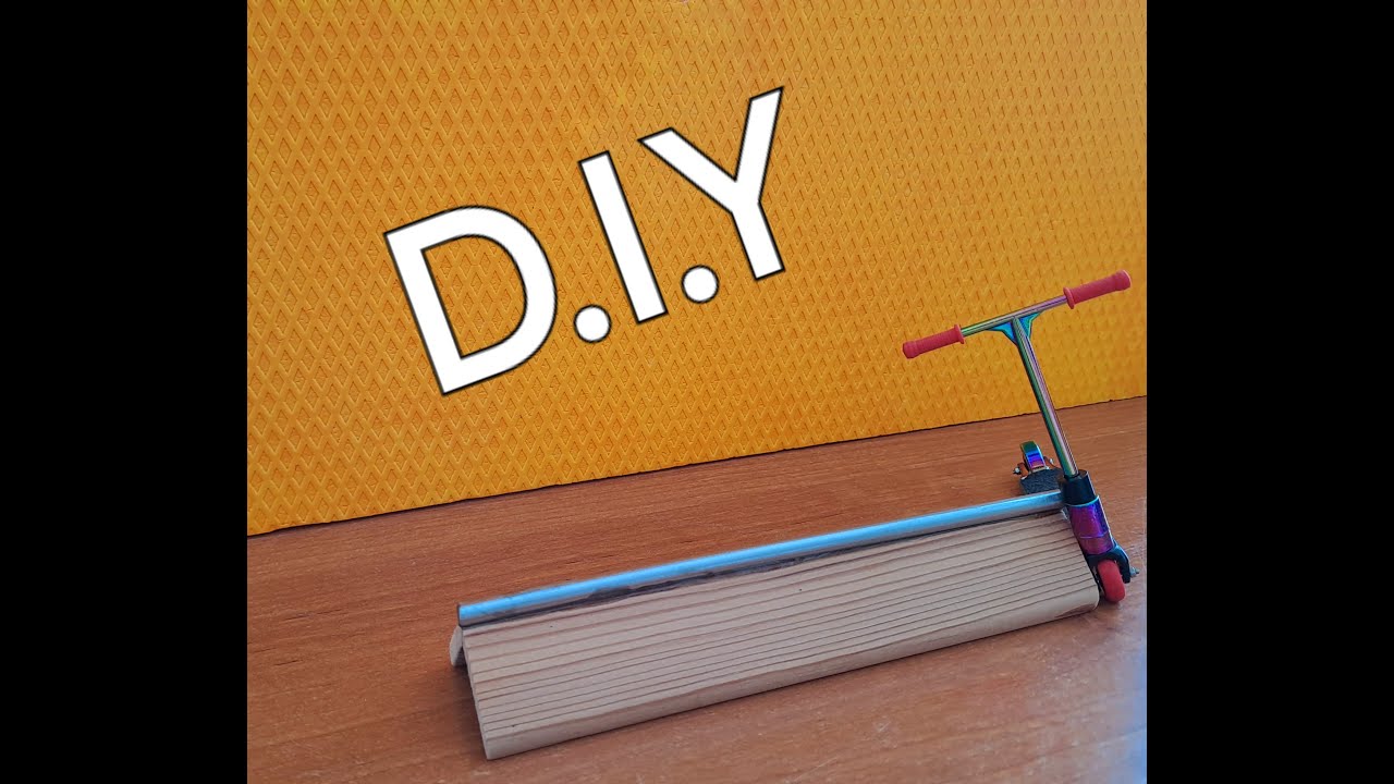 D.I.Y. Easy to make figner scooter grind rail - YouTube