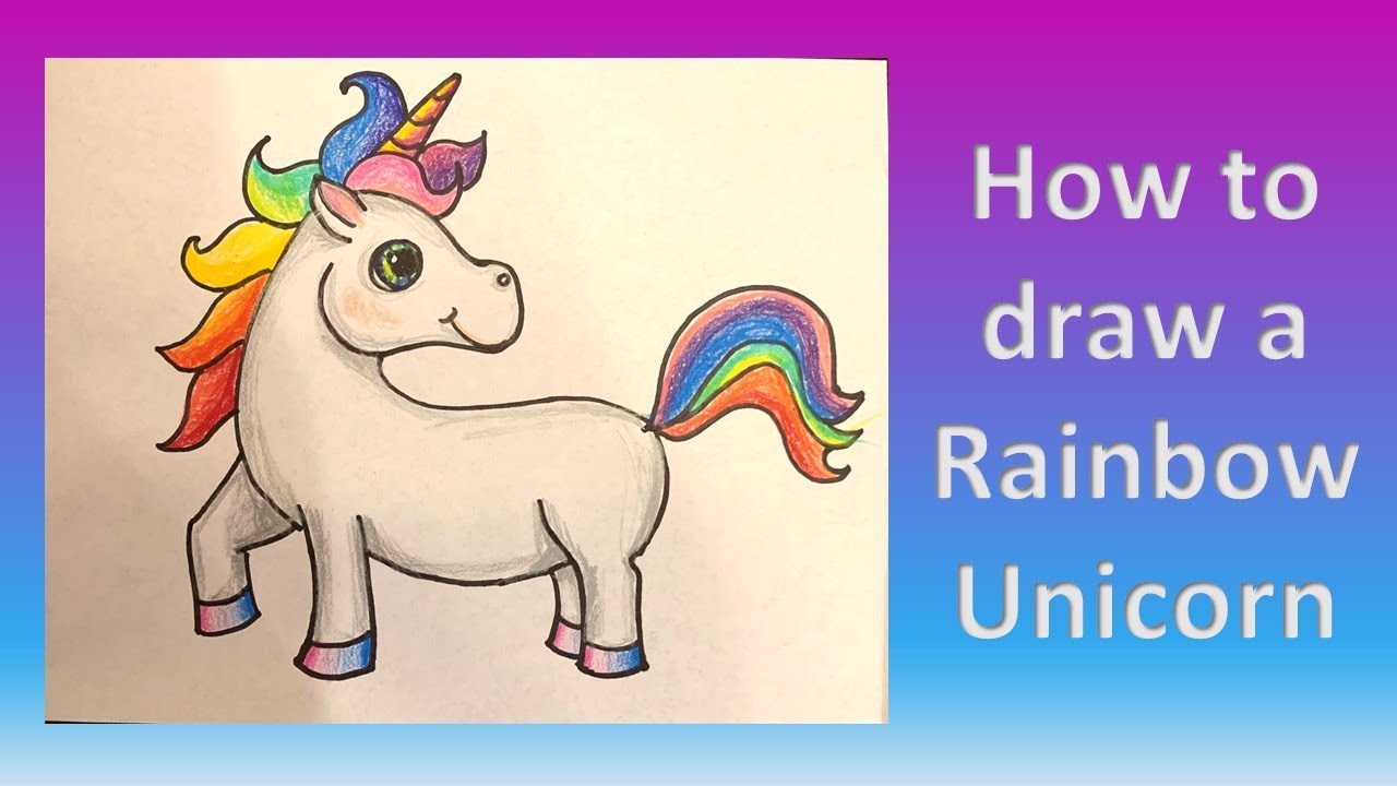 How to Draw a Rainbow Unicorn - YouTube