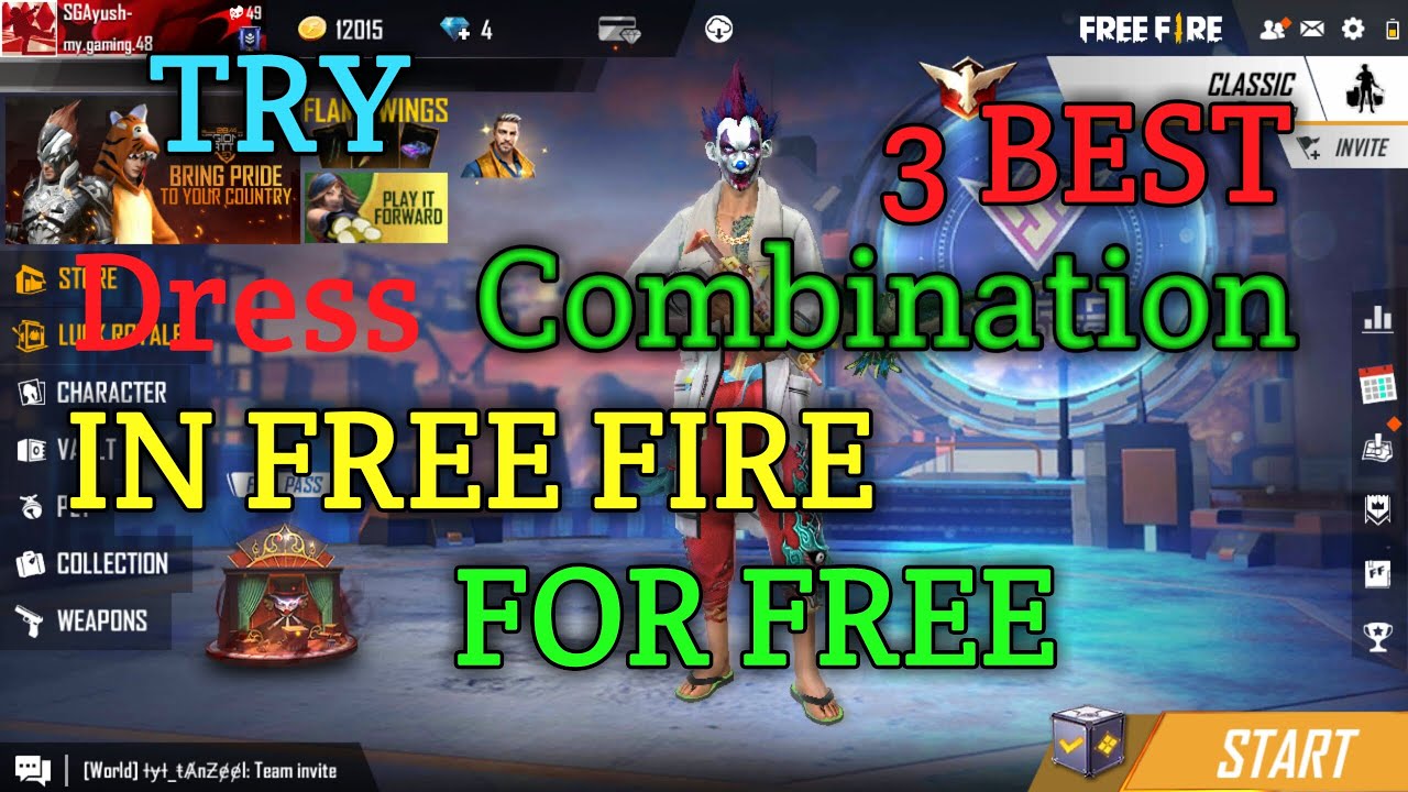 Best dress combination for free in free fire *KOI BHI NOOB NHI BOLEGA ...