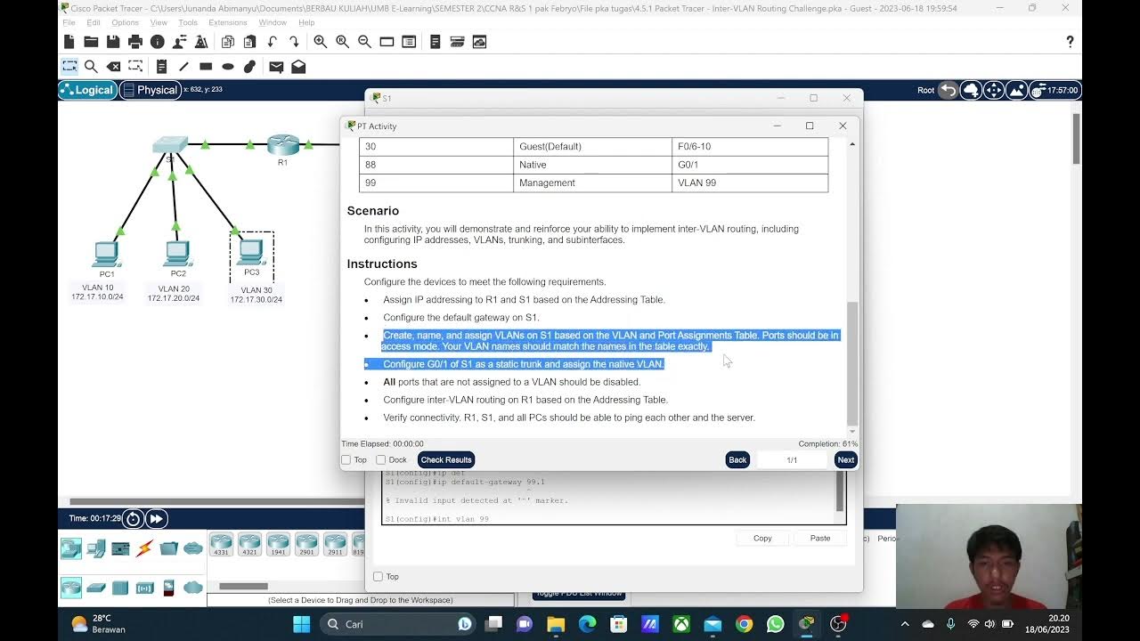 Packet Tracer Inter-Vlan Routing Challenge - YouTube