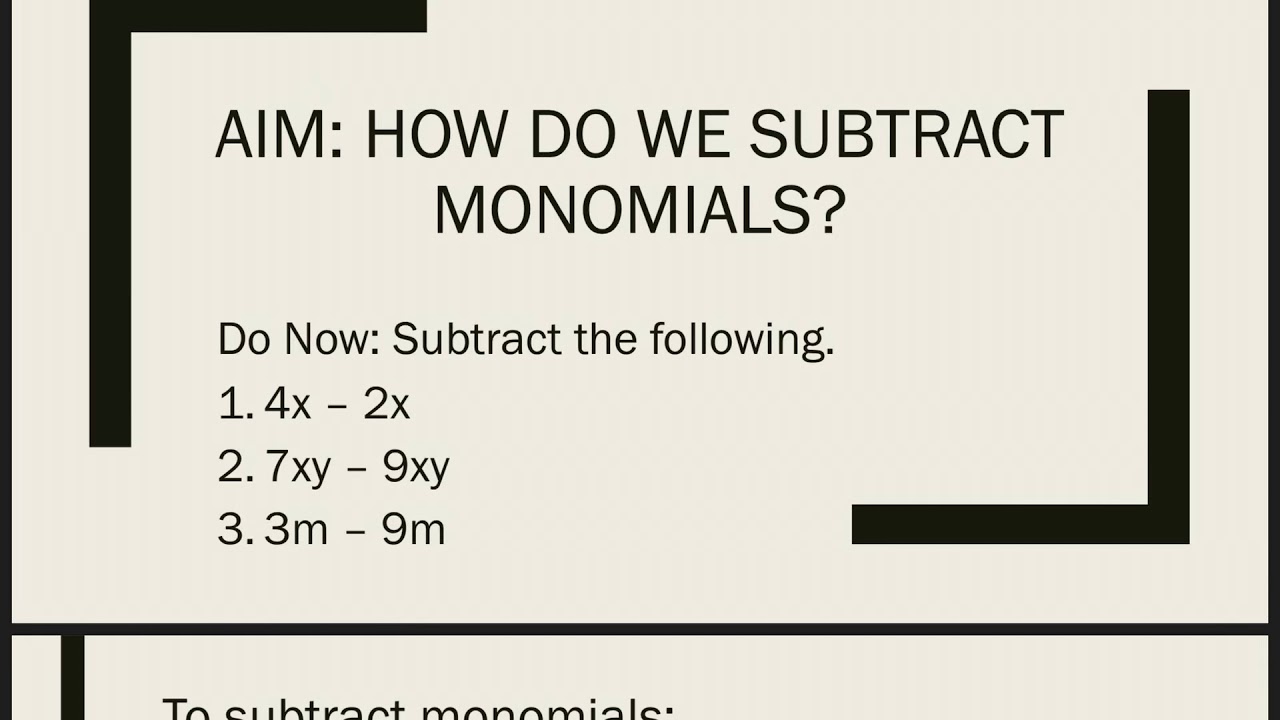 Subtracting Monomials YouTube Subtracting Monomials YouTube