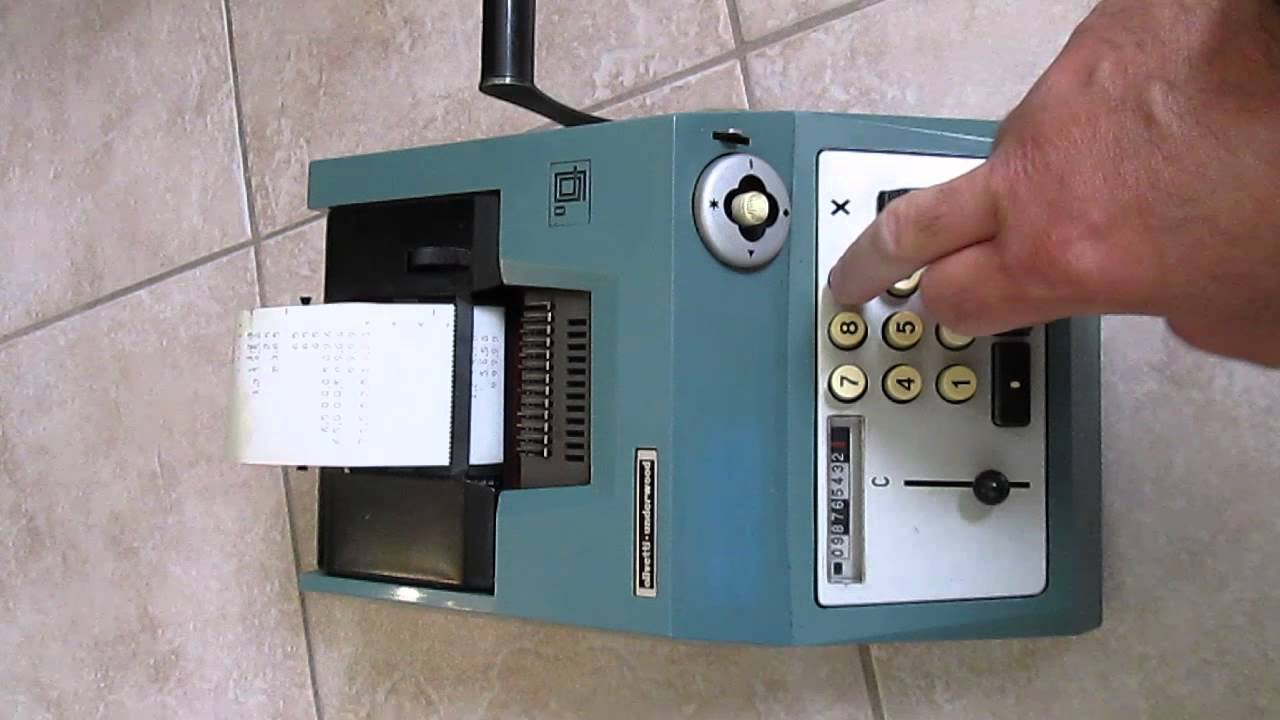 Olivetti Underwood Vintage Calculating Machine manual printing - YouTube