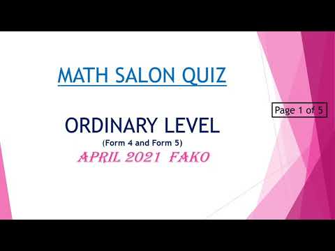 MATH SALON QUIZ FAKO Ordinary level