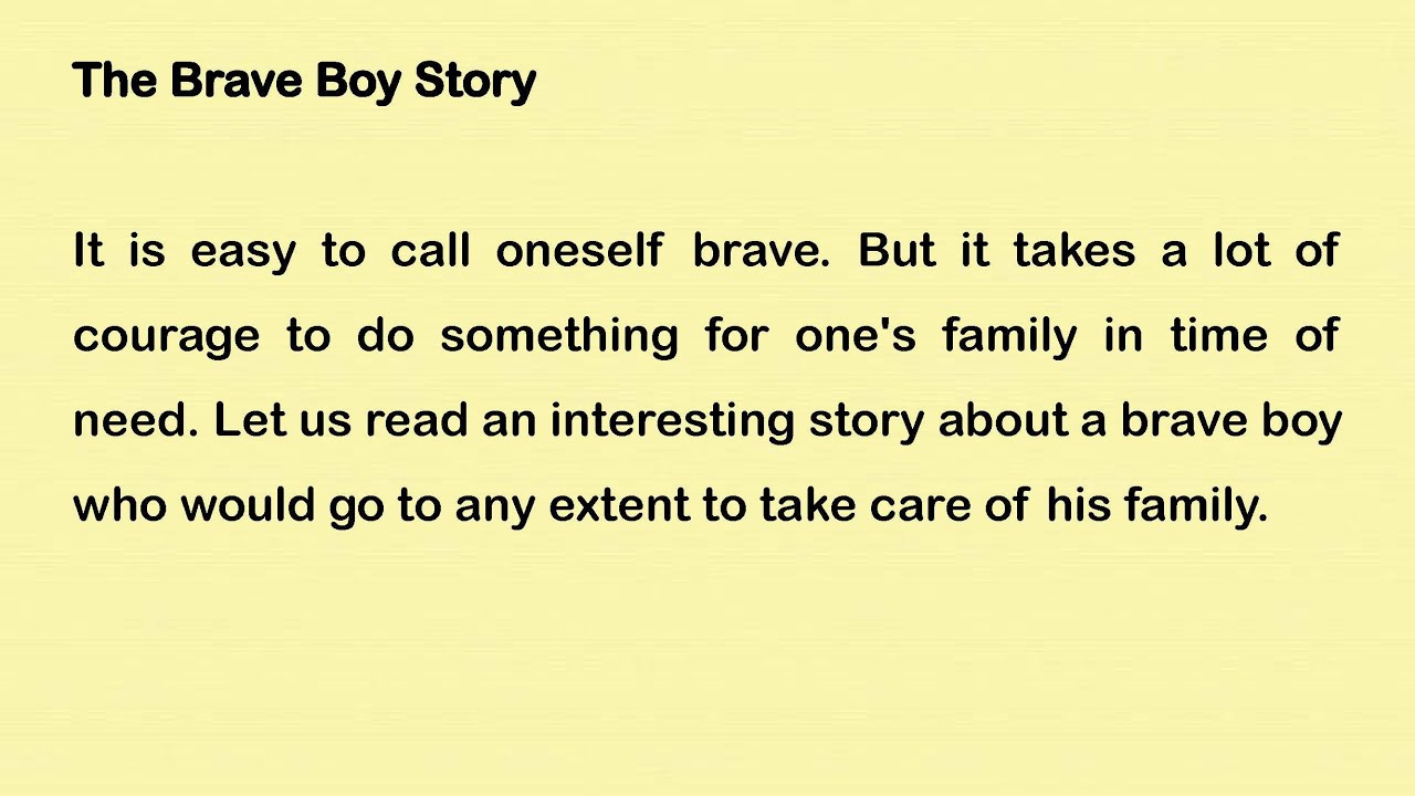 Simple Story To Read in English | The Brave Boy Story | Read a Story ...