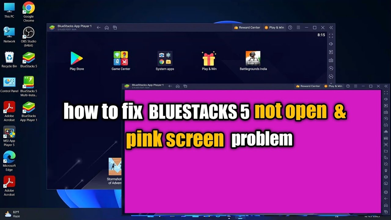 How To Fix Bluestacks 5 Not Open || Pink Screen Problem in Free Fire ...