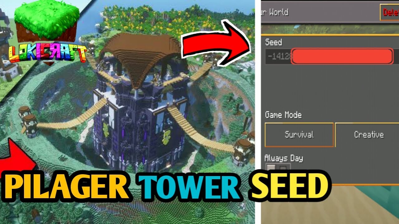 Lokicraft Pillager Tower Seed | Lokicraft Pilleger Outpost seed. - YouTube