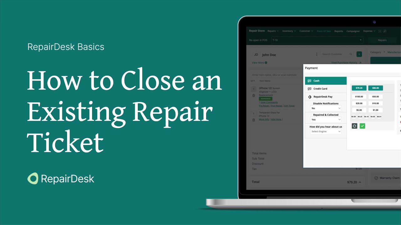 How to Close an Existing Repair Ticket? | RepairDesk - YouTube