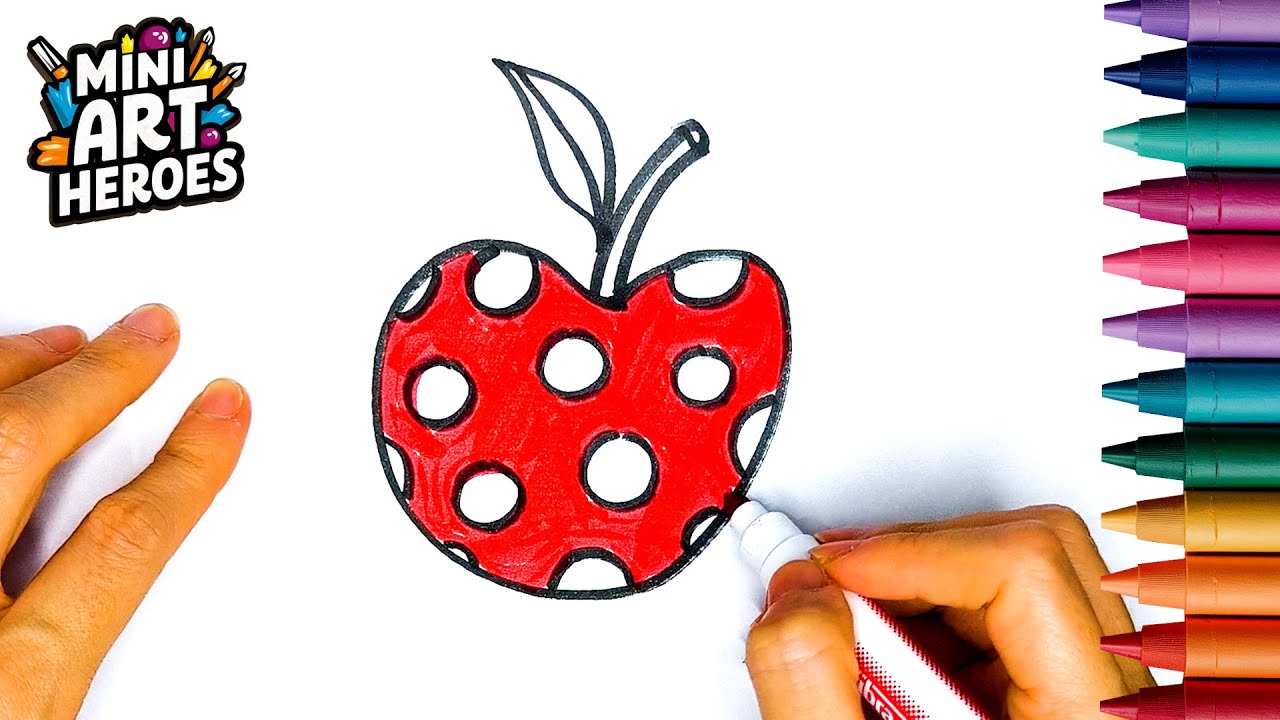 How to Draw a Patterned Apple | Mini Art Heroes - YouTube