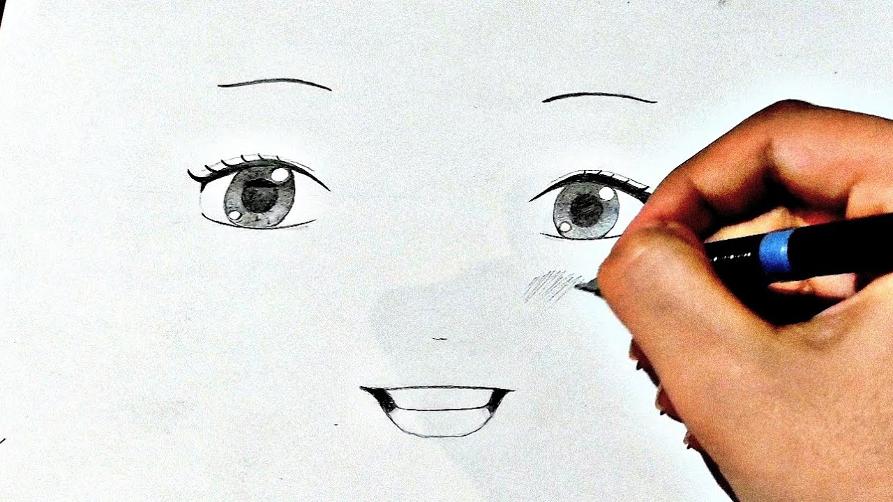 How to Draw a Cute Anime Girl Face - Step by Step Tutorial - YouTube