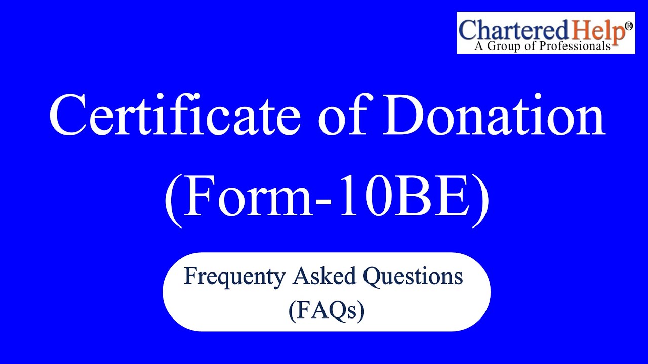 All about Certificate of Donation | Form 10BE Income Tax - YouTube