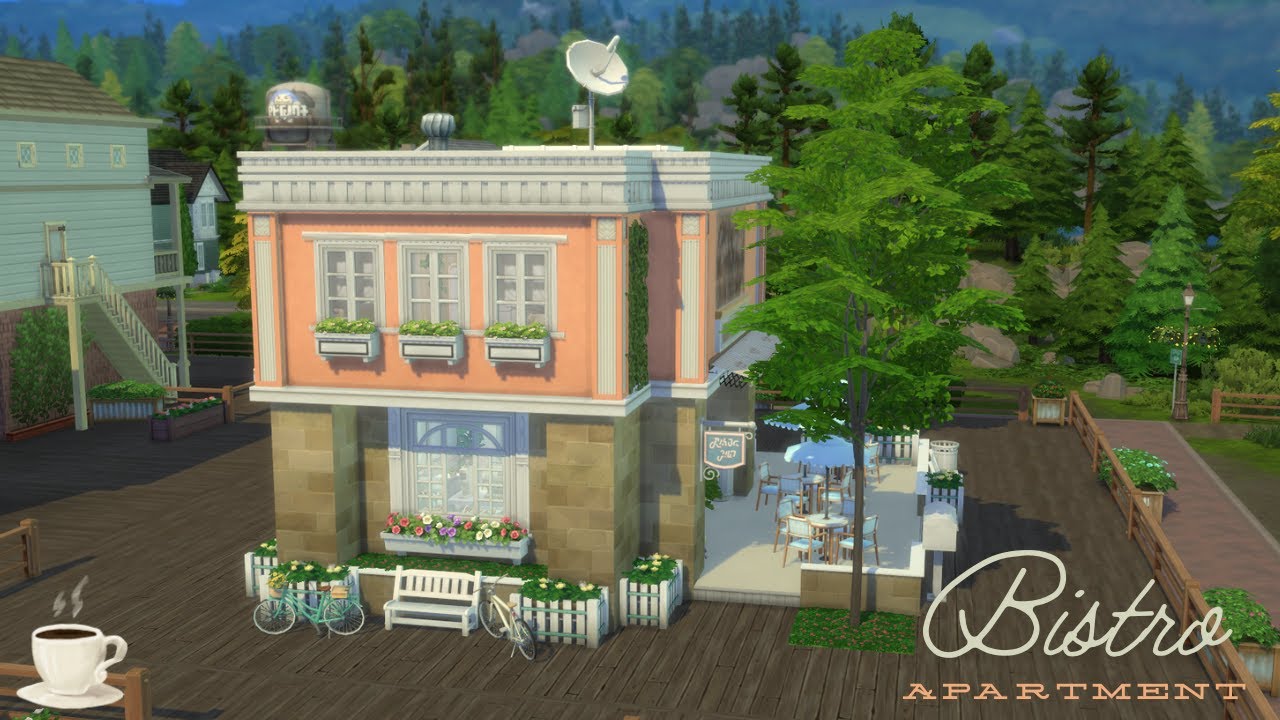 Cozy Bistro with Second Floor Apartment // The Sims 4 Speed Build ...