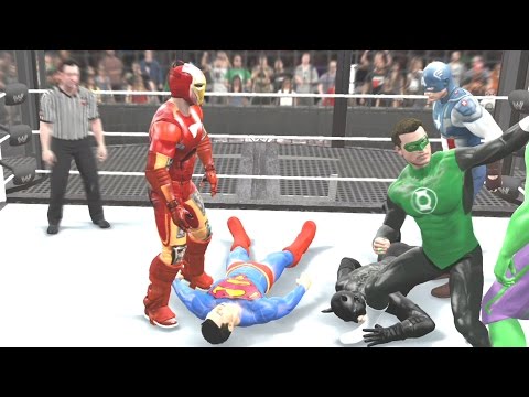 WWE 2K15 - AVENGERS VS JUSTICE LEAGUE - ELIMINATION CHAMBER MATCH