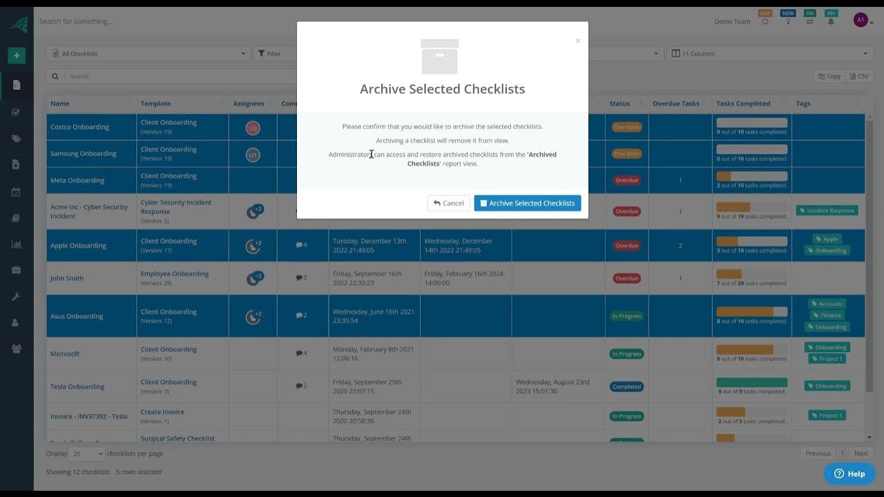 How to Archive and Delete Checklists in CheckFlow - YouTube