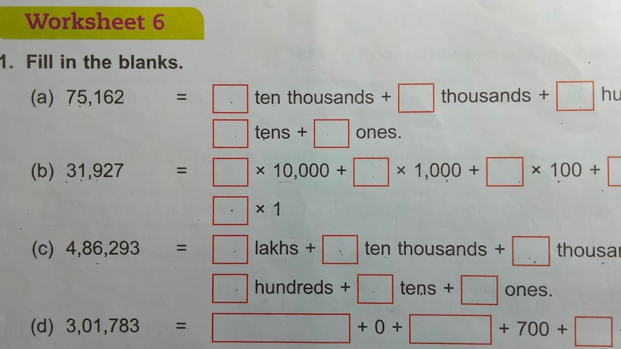 DAV Class 4 unit 1 worksheet 6 ।। Math class 4 chapter 1 worksheet 6 ...