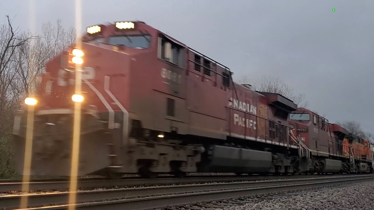 2 Canadian Pacific 1 BNSF Westbound freight train Railfaning CP 253 ...