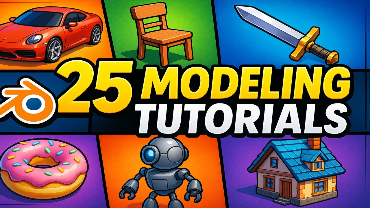 25 Modeling Tutorials in Blender for Beginner's | Blender 3D Modeling ...