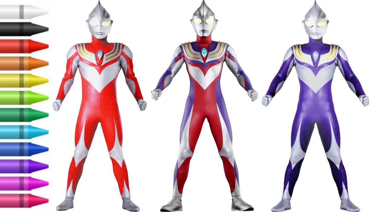 MEWARNAI ULTRAMAN TIGA RED, ULTRAMAN TIGA & ULTRAMAN TIGA BLUE - YouTube