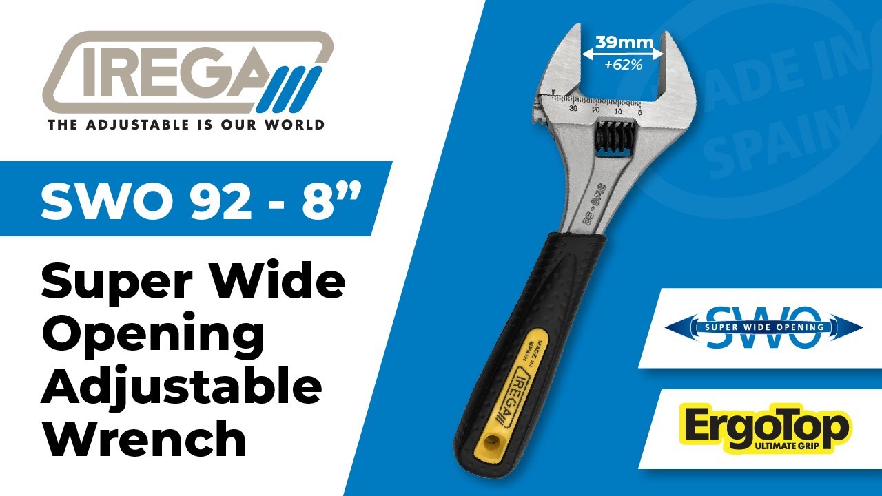 IREGA SWO 92 8 inch Super Wide Opening Adjustable Wrench - YouTube