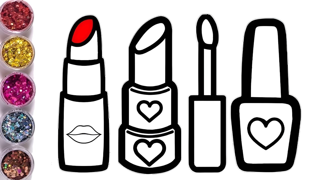 How to Draw Makeup set💄||Drawing beautiful makeup set step by step # ...