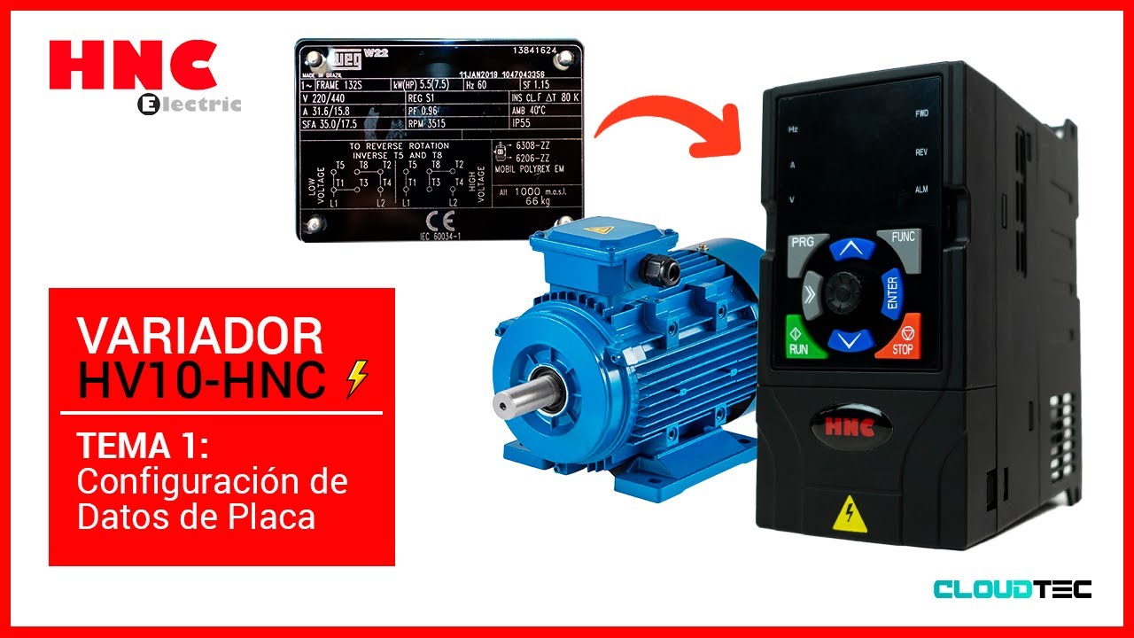 INGRESO DATOS DE PLACA MOTOR⚡- VARIADOR HV10 HNC ELECTRIC🔴 - YouTube