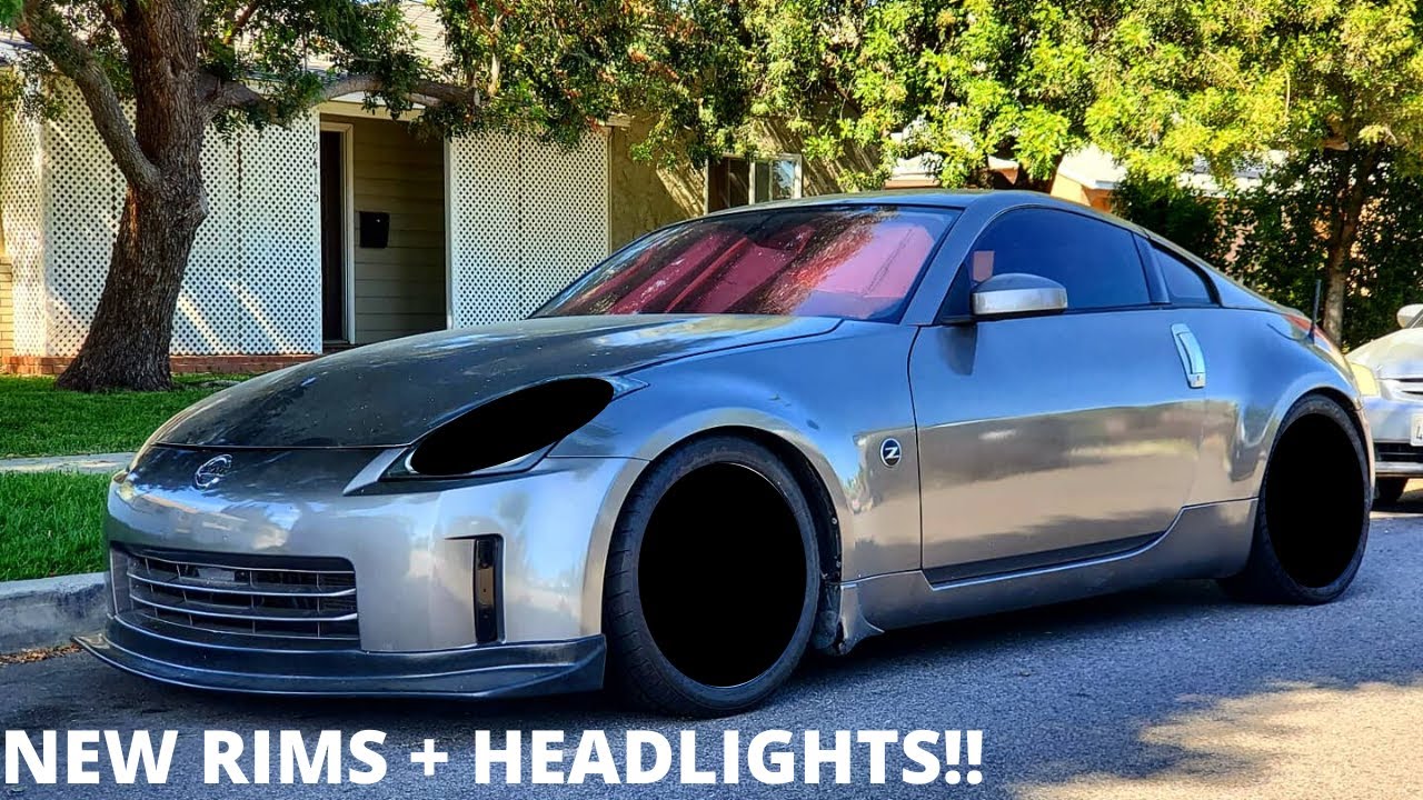 350Z GETS NEW HEADLIGHTS + NEW RIMS!! - YouTube