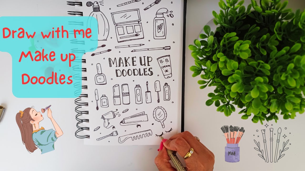 How to draw Makeup doodles || Draw with me Makeup/ cosmetic doodles ...