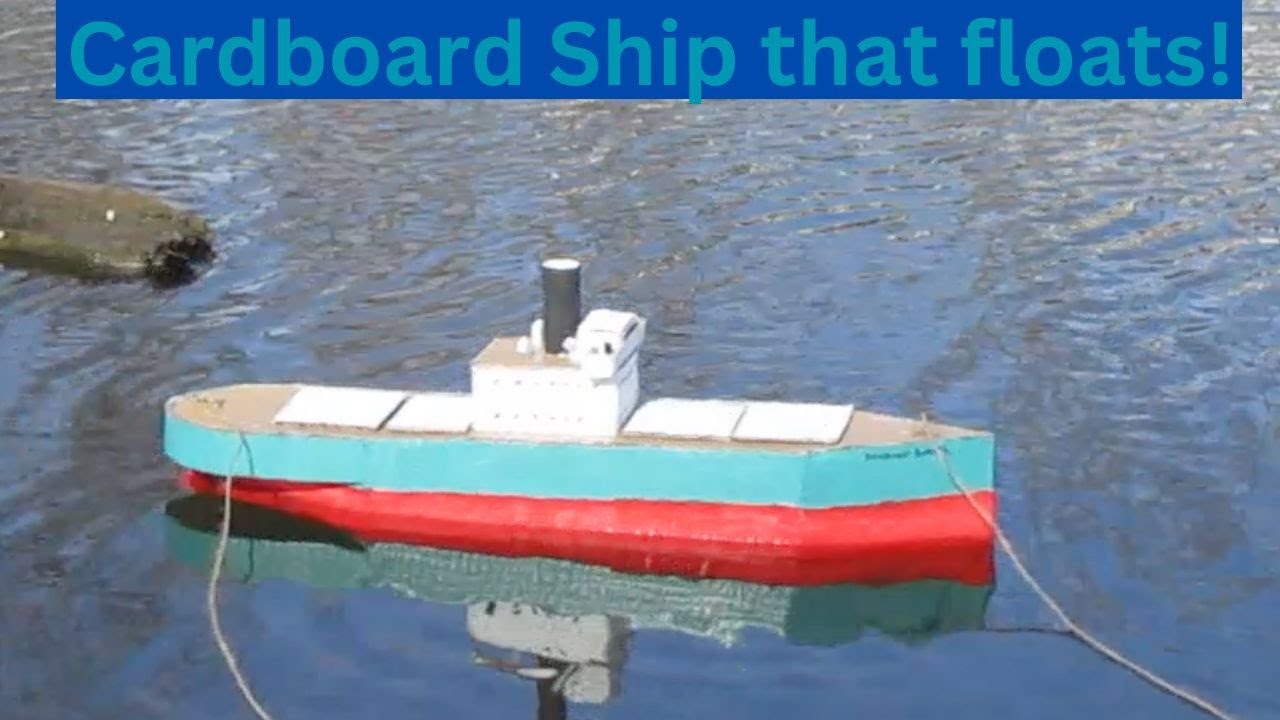 Cardboard cargo steam ship build and float - YouTube