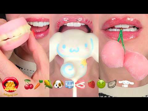 Very Satisfying ASMR Eating Emoji Food Challenge Frozen Honey Wax Candy Kohakutou
