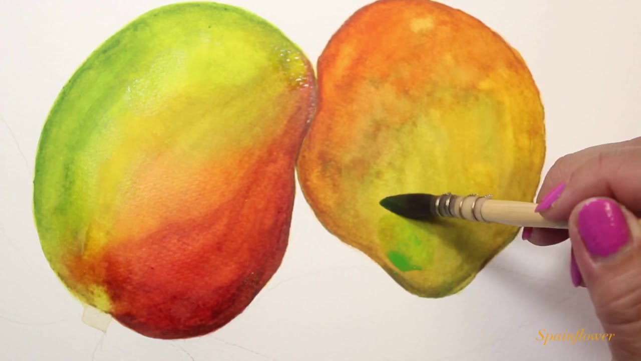 How to paint a Mangoes #watercolorpainting # Watercolor #mangoes # ...