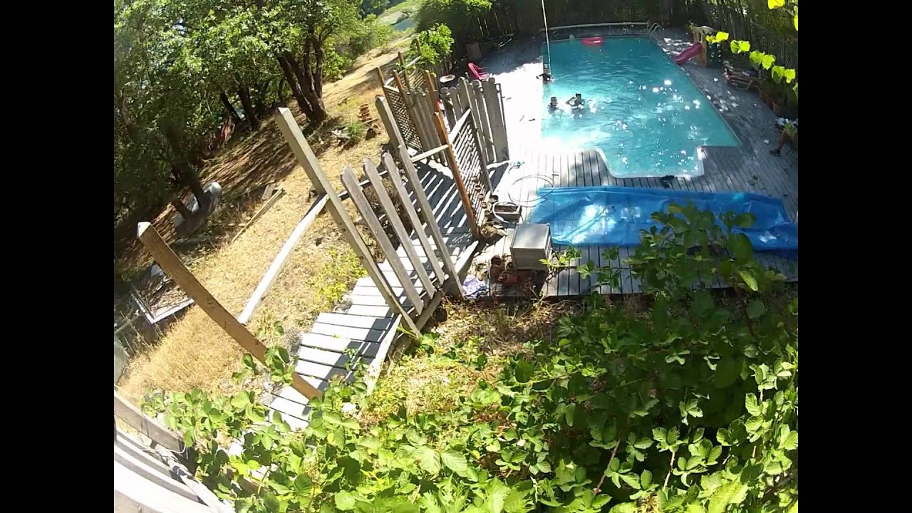 Gopro Zipline into pool - YouTube