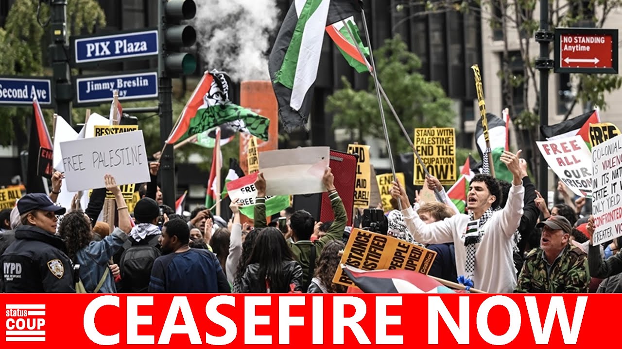 LIVE From CEASEFIRE NOW Protest in NYC as Netanyahu Rejects Palestine ...