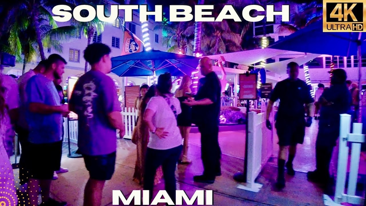 Walking Ocean Drive Miami at Night 4k - YouTube