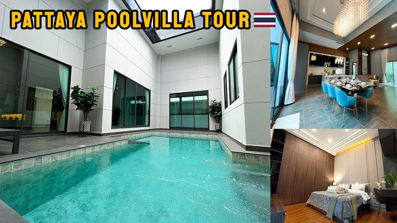 The swimming pool is in the center! Luxurious modern style home in Pattaya | POV Poolvilla - YouTube