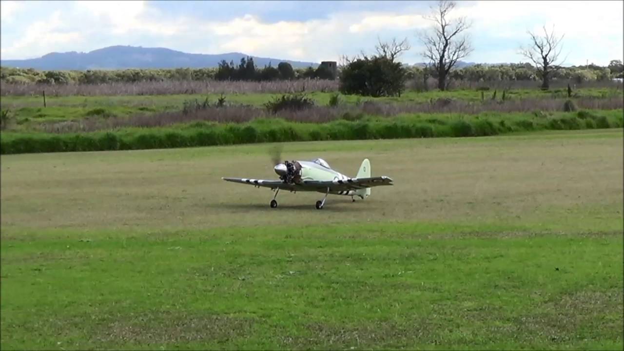 95inch Sea Fury with Moki 150 radial engine - Maiden flight - YouTube
